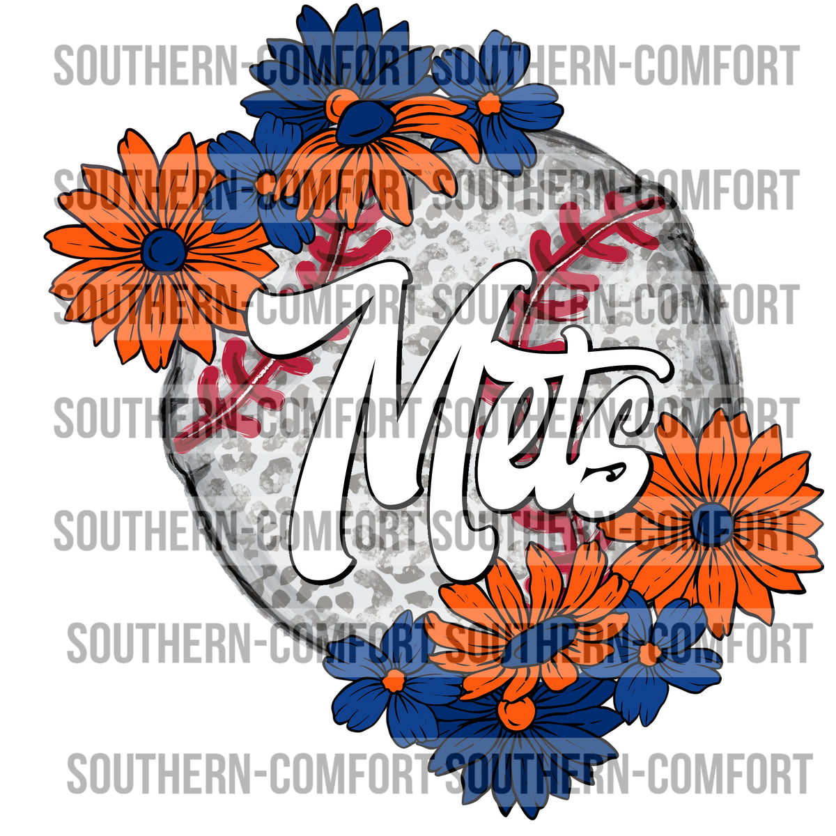 Mets Floral Baseball |PNG| – southerncomfortgraphics