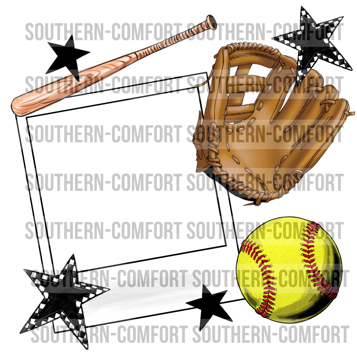 [NO BOW] Softball Frame |PNG| – southerncomfortgraphics
